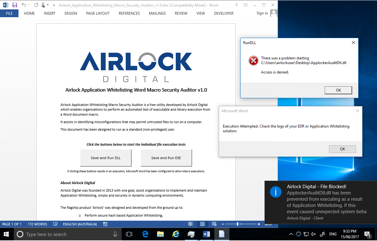 Airlock's Free File to Test Trust for EDR and Application Whitelisting
